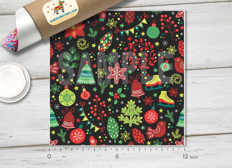 Christmas Holiday Printed HTV Pattern Vinyl Siser Heat - Etsy