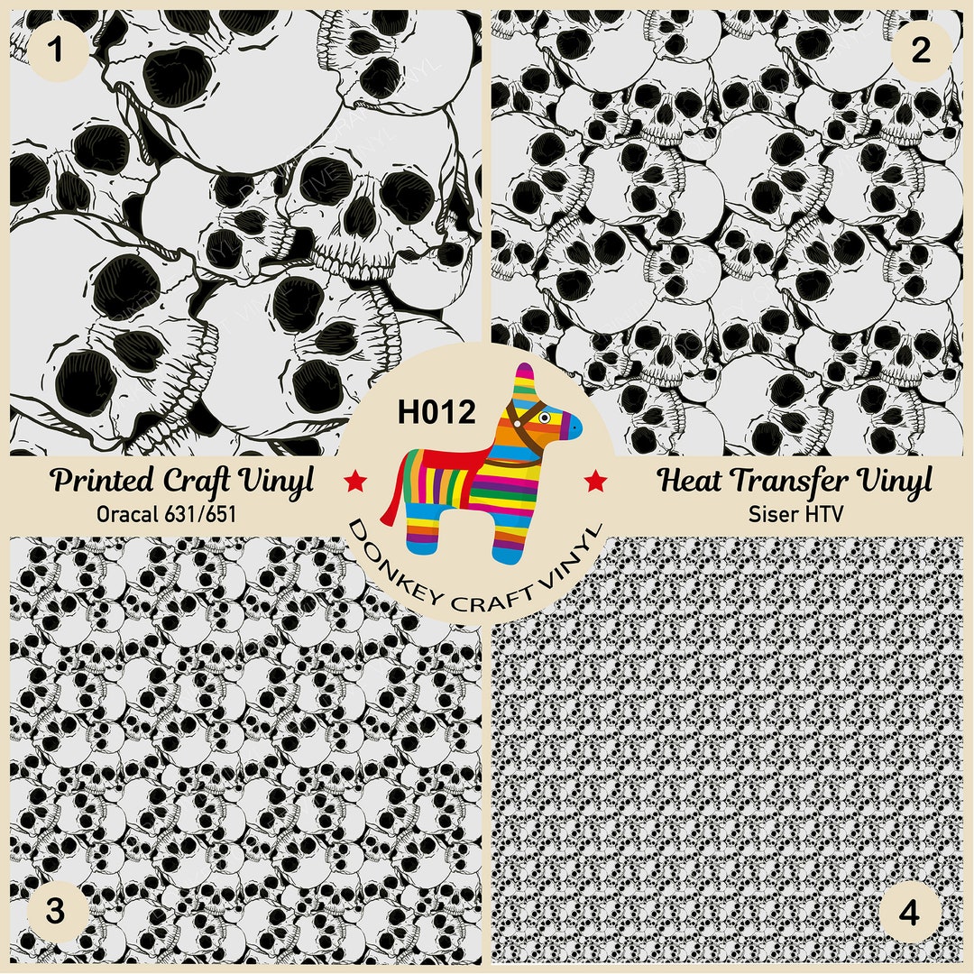 Halloween Skull Printed HTV, Pattern HTV, Iron on Vinyl, Pattern Vinyl ...
