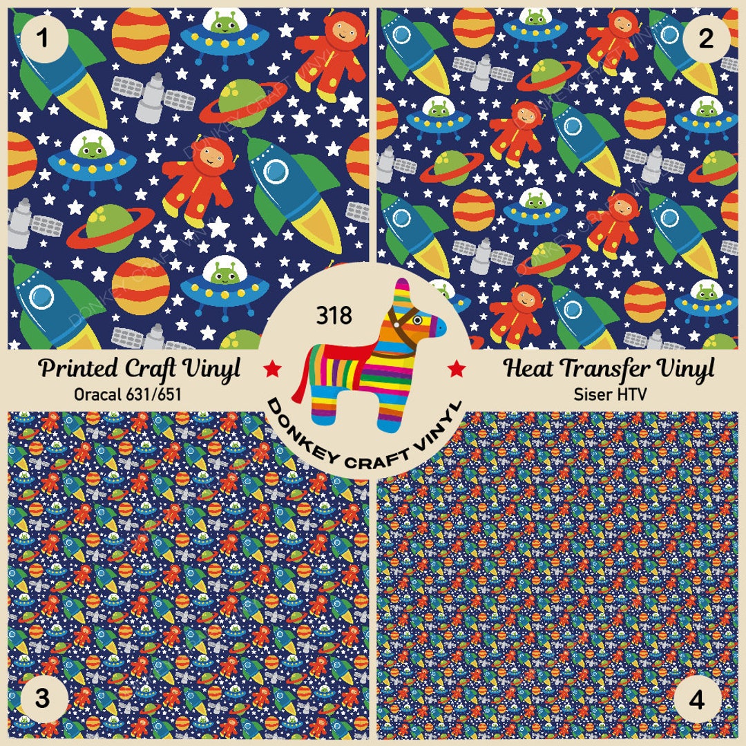 Cartoon Space Printed HTV, Pattern Htv,printed Vinyl, Faux Leather ...