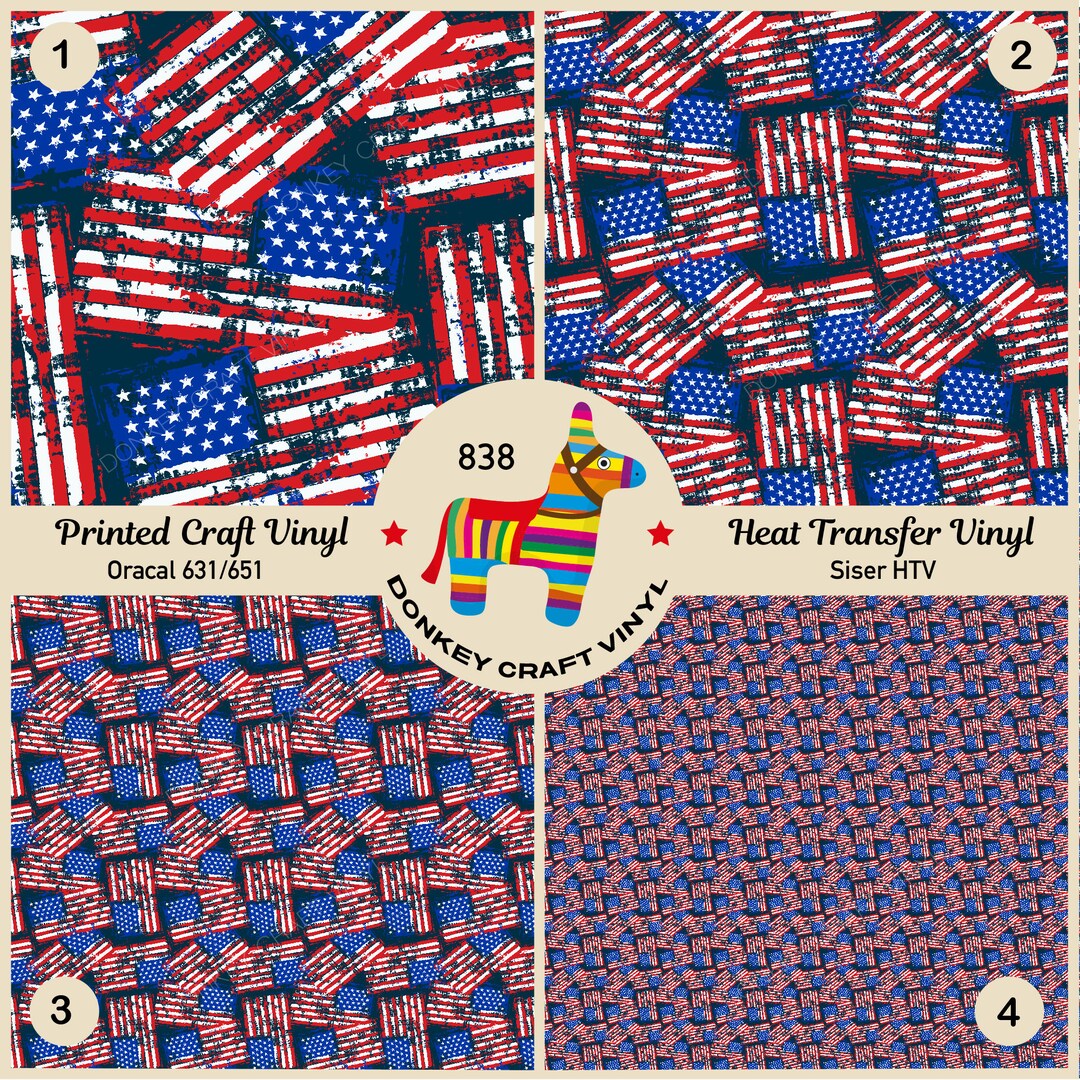 American Flag Printed HTV, Pattern Vinyl, Patterned HTV, Iron On, Faux ...