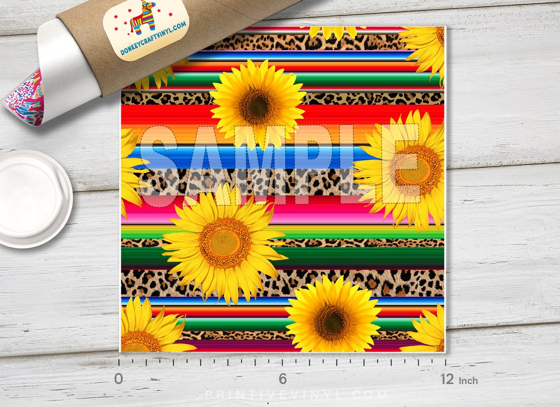 Sunflower Serape Leopard Pattern HTV, Mexico Zarape Printed Vinyl, Heat ...