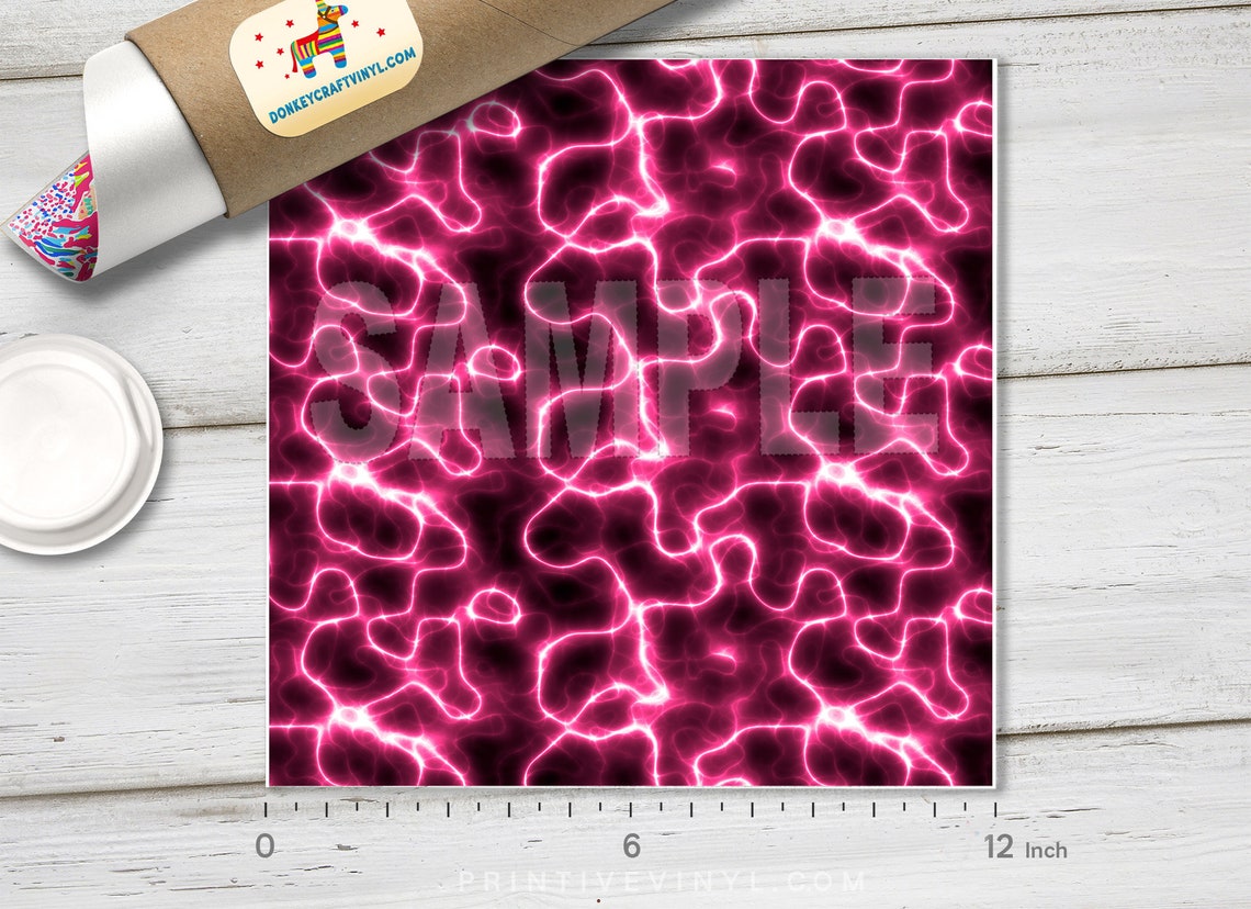 Hot Pink Electricity Lightning Printed HTV Pattern Vinyl | Etsy