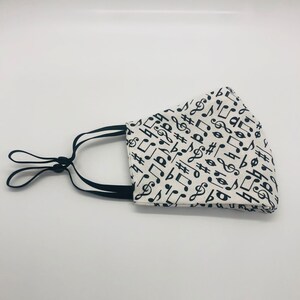 Piano Mask, Music Notes Face Mask, Piano Teacher Gift, Black White Mask ...