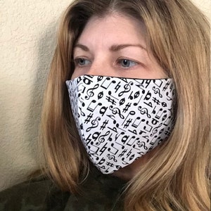 Piano Mask, Music Notes Face Mask, Piano Teacher Gift, Black White Mask ...
