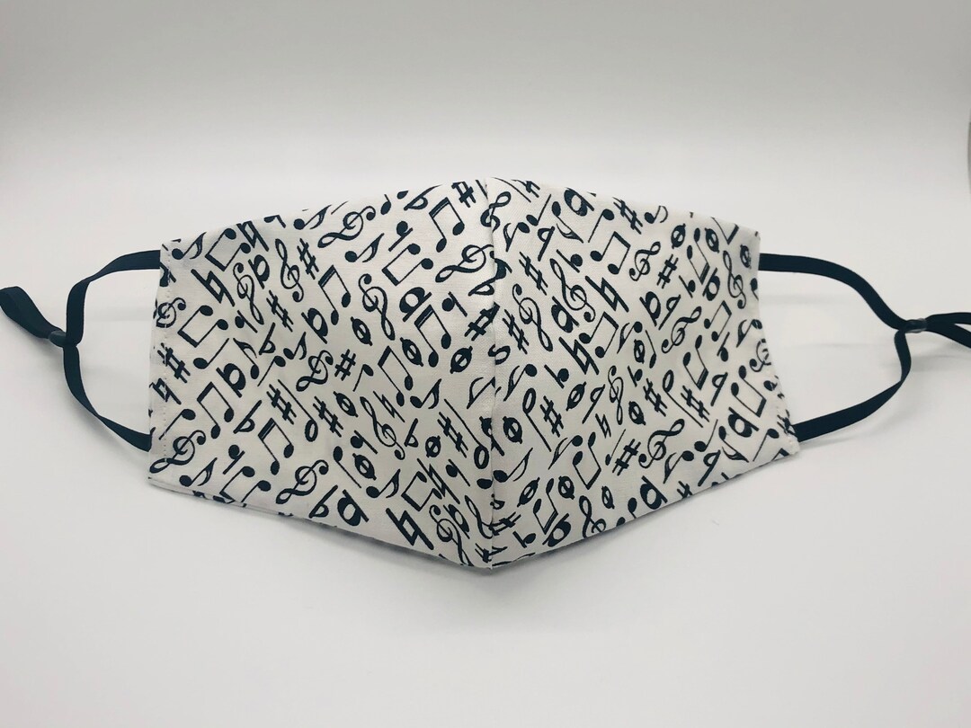 Piano Mask, Music Notes Face Mask, Piano Teacher Gift, Black White Mask ...