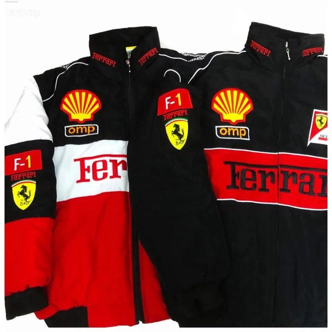 Vintage Ferrari Racing Jacket Embroidered Cotton Padded F1 Ferrari ...