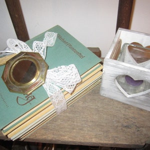 Stack Old Books Decorated With Charm Mirror Lace Decorative - Etsy