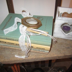Stack Old Books Decorated With Charm Mirror Lace Decorative - Etsy