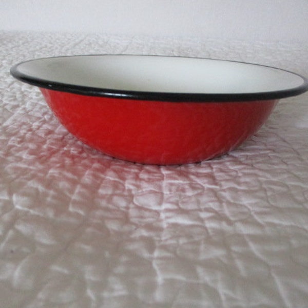 Red Enamel Bowl - Etsy