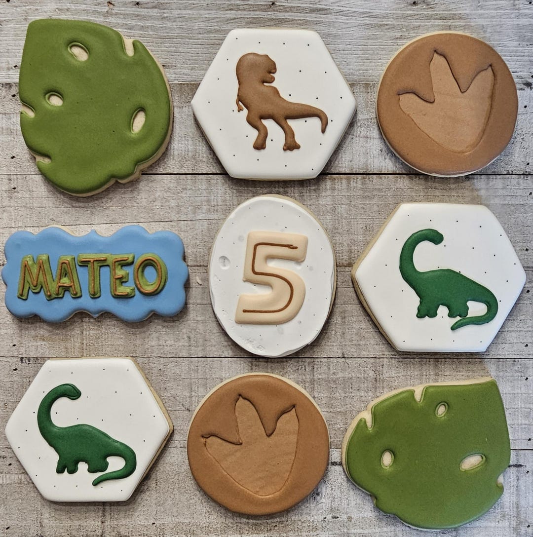 Dinosaur Themed Cookies, Dinosaur, T-rex Cookies, Brontosaurus Cookies ...