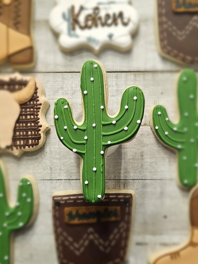 Western Theme Iced Cookies, Cowboy Boots, Cactus, Little Cowboy, (1 ...