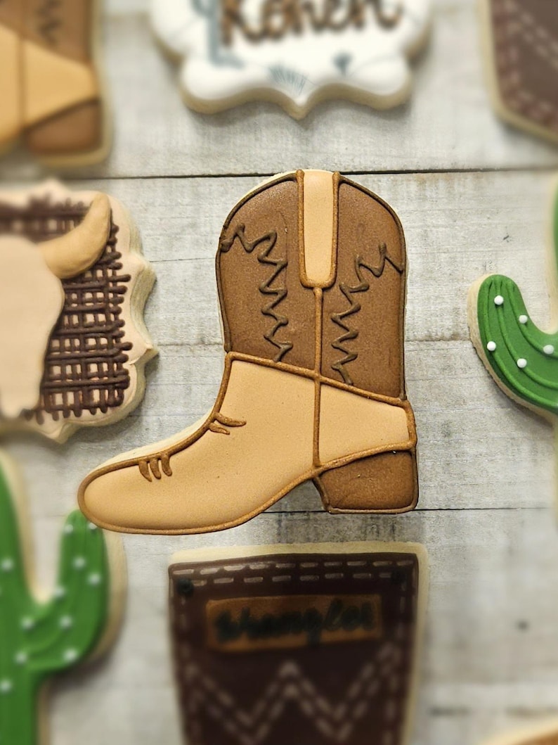 Western Theme Iced Cookies, Cowboy Boots, Cactus, Little Cowboy, (1 ...