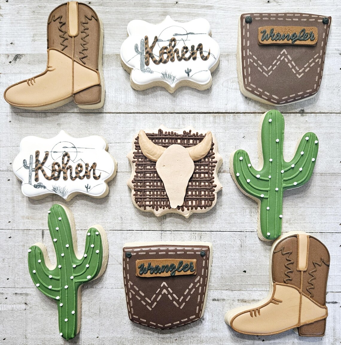 Western Theme Iced Cookies, Cowboy Boots, Cactus, Little Cowboy, (1 ...
