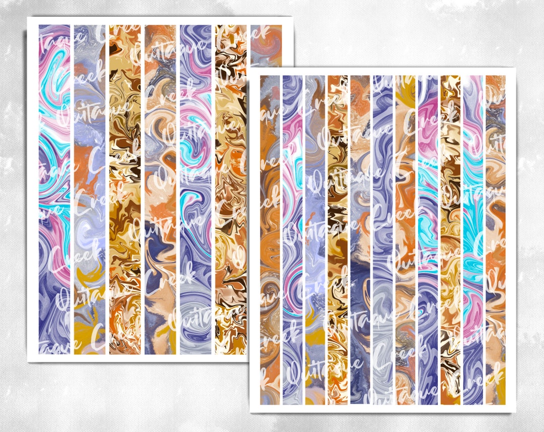 Digital Washi Tape Marble Swirl Printable Strips US Letter Download - Etsy
