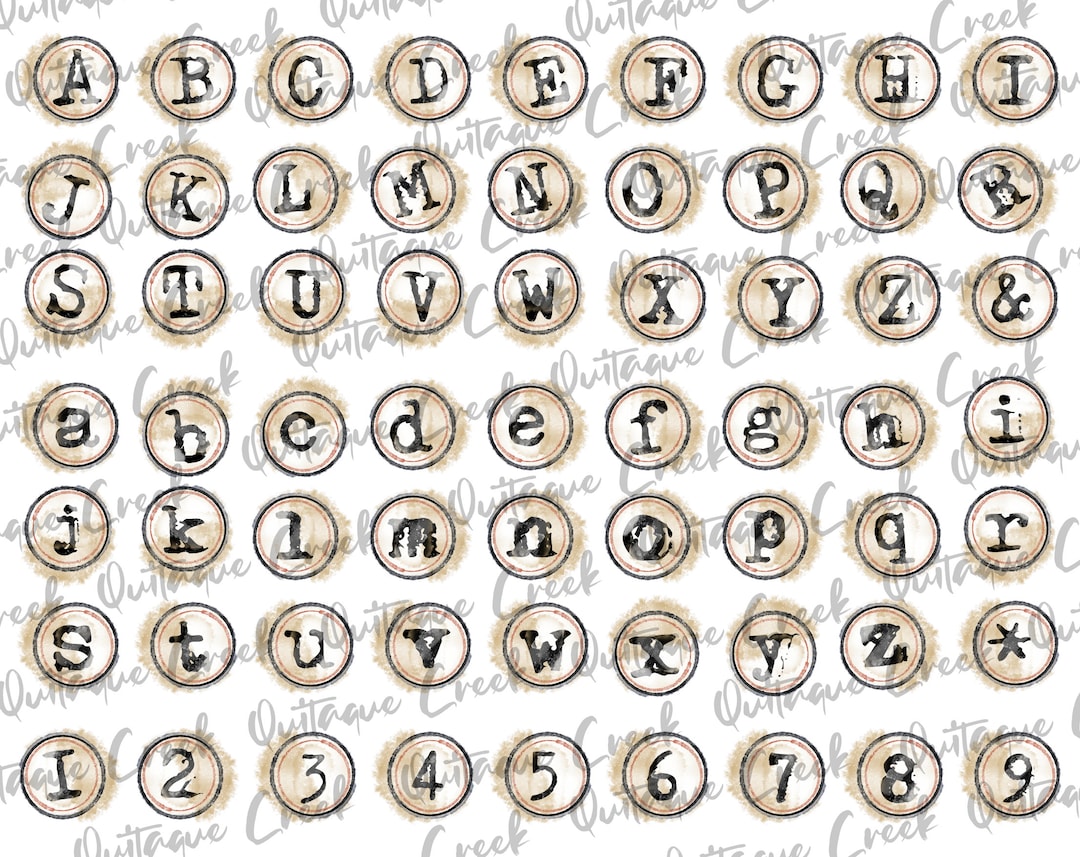 Typewriter Keys Digital Alphabet & Number Set Download - Etsy