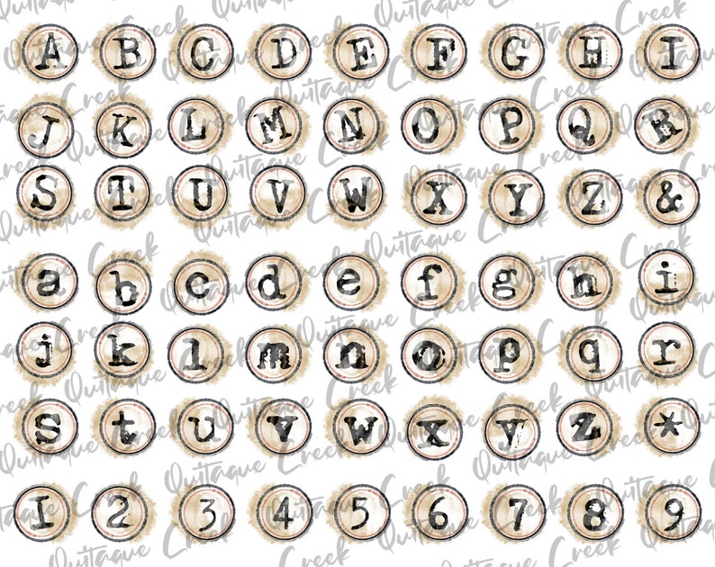 Typewriter Keys Digital Alphabet & Number Set - Etsy
