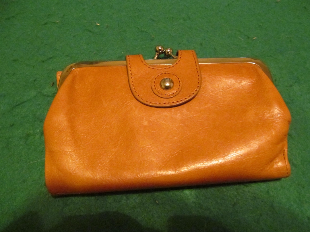 HOBO the Original ALICE Tan Leather Silver Frame Snap Flap & Kiss Lock ...
