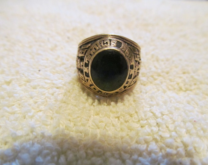 Balfour 10K Yellow Gold Men's High School Class Ring 1969 Oakton Hill High 14.89 Grams Green ...