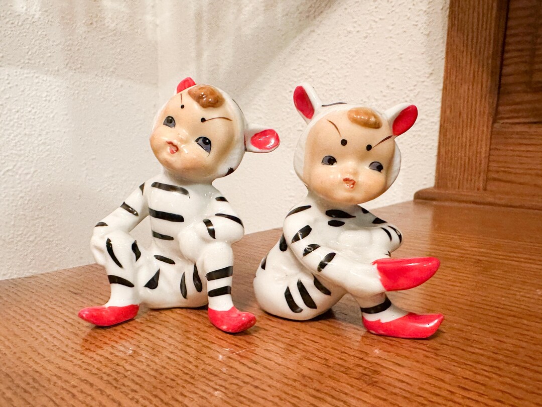 Norcrest Japan Pixie Figurines Zebra Set of 2 Vintage 1950’s Ceramic ...