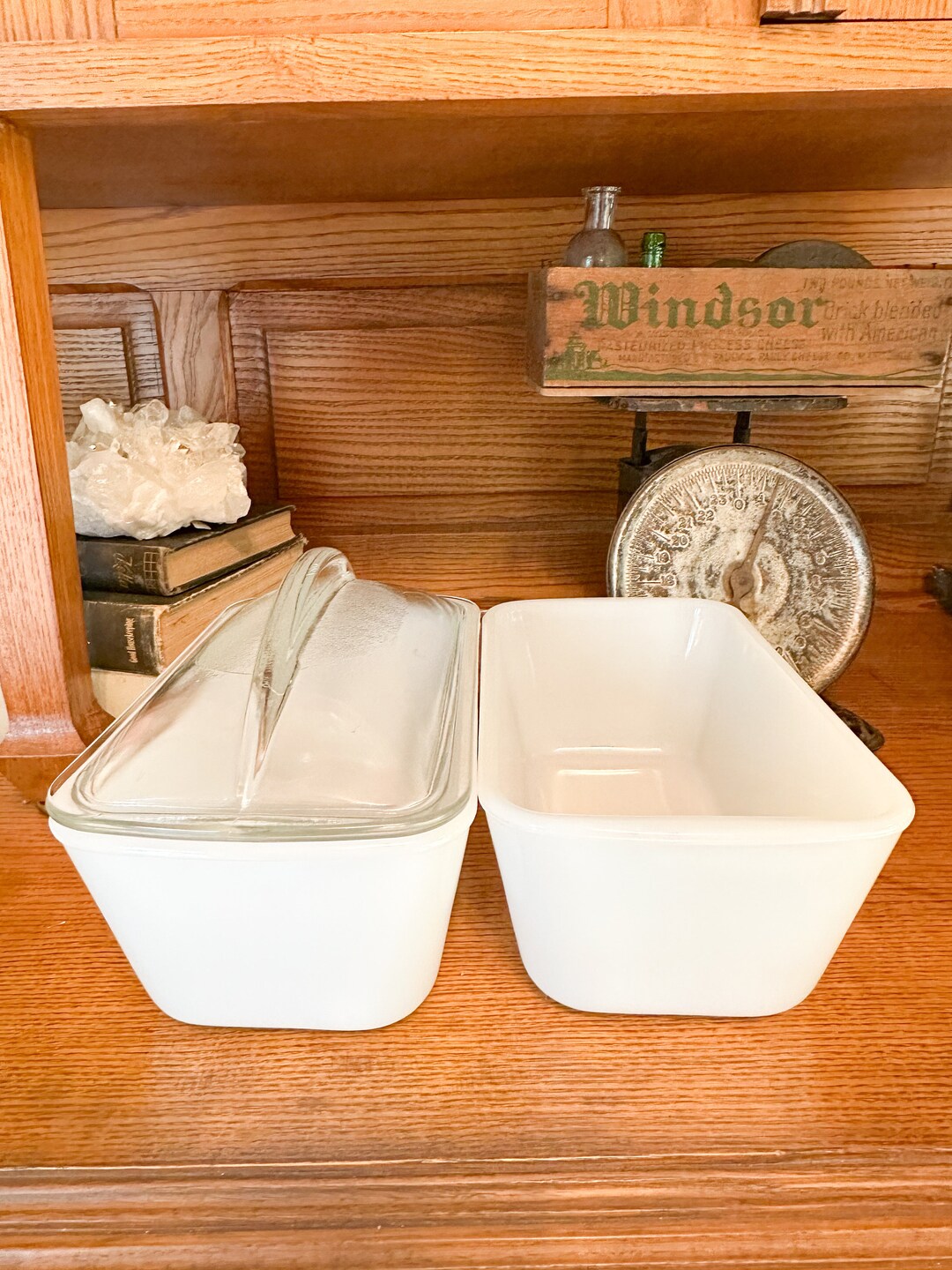 2 Westinghouse Milk Glass Loaf Pans With Clear Dome One Lid Beautiful ...