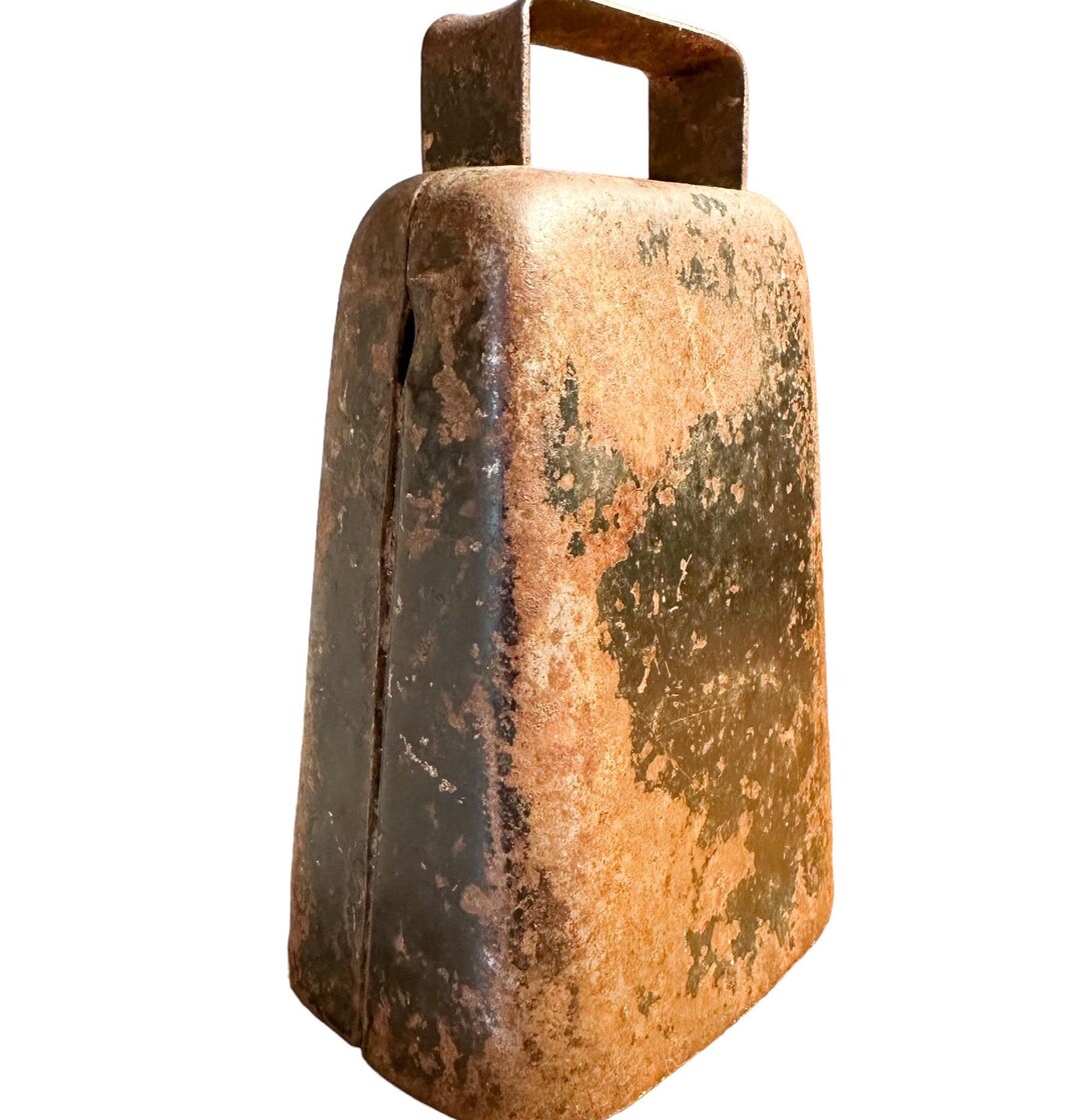 Old Antique Cowbell Cow Bell 5” Tall Heavy Duty Metal Original Clapper ...