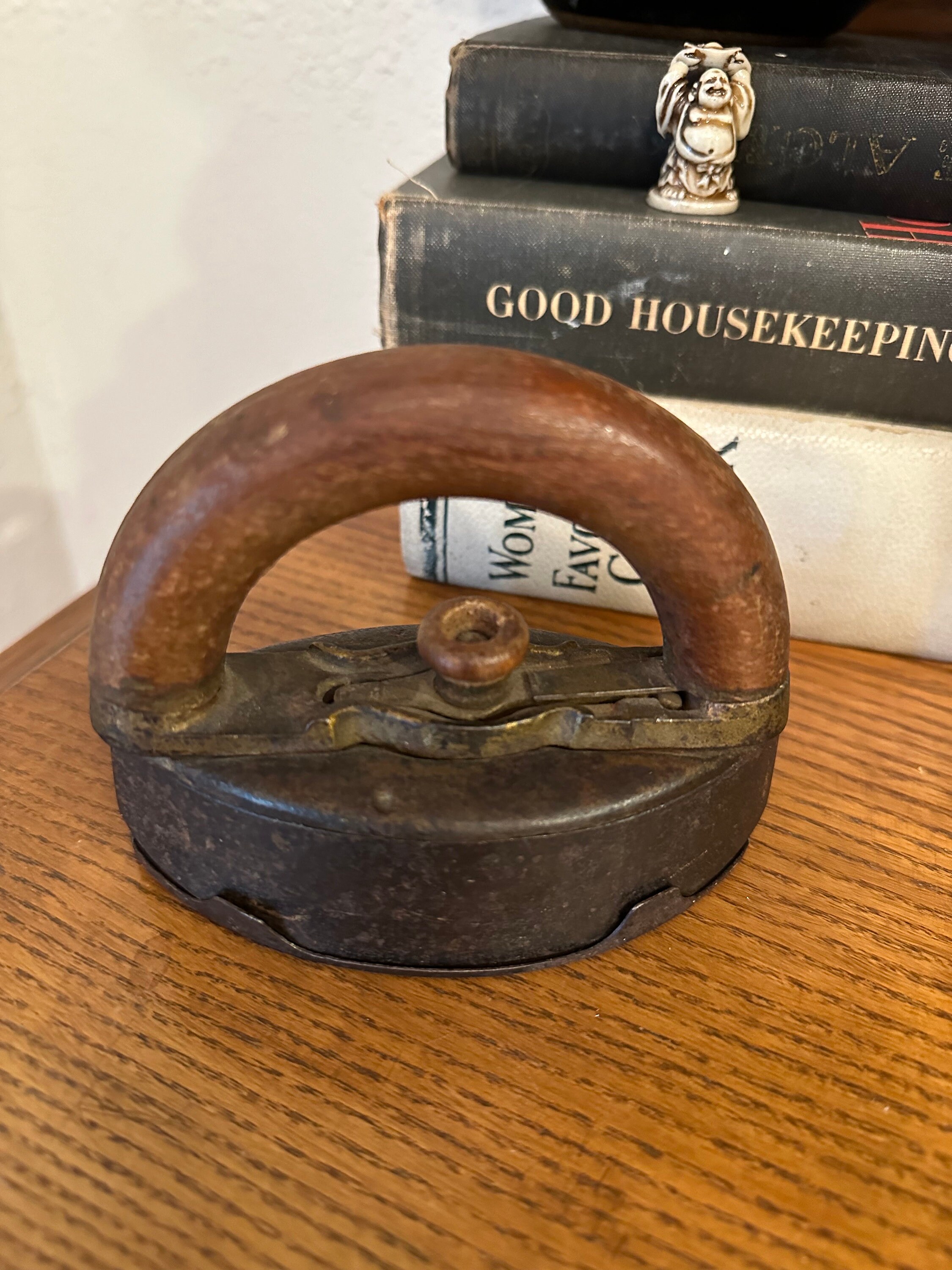 Vintage Sad Iron 4 Piece With Base Press Wooden Handle - Etsy
