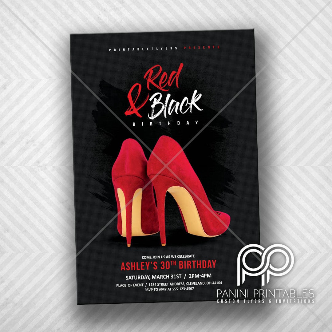 High Heels Invitation - Red and Black Invitation - Sexy Invitation ...