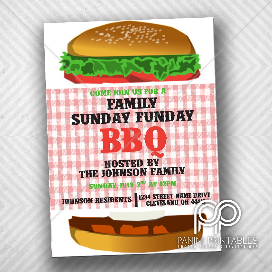 Sunday Funday Invitation - Picnic Invitation - BBQ Invitation - - Etsy