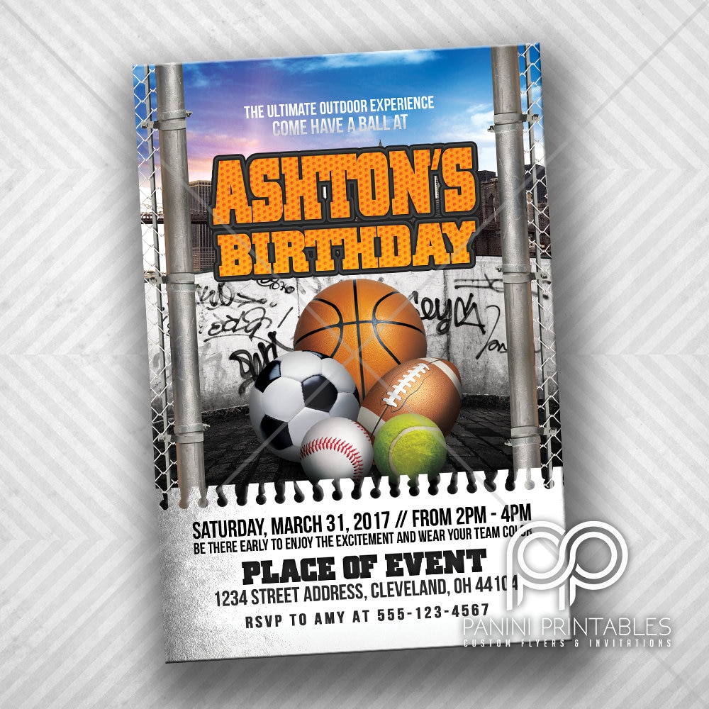 Sports Birthday Invitation Outdoor Birthday Invitation | Etsy