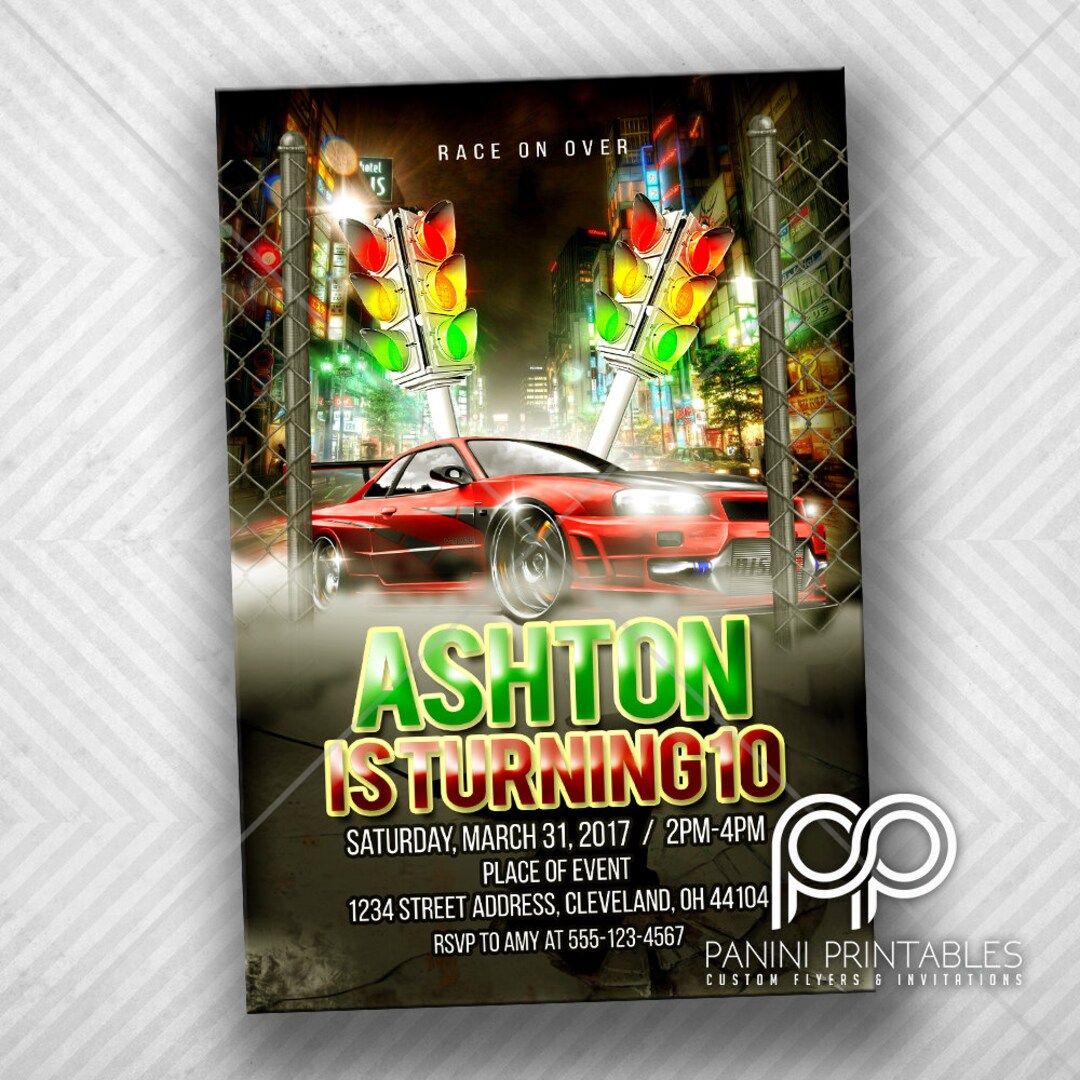 GTR Invitation - Race Car Invitation - Car Birthday Invitation - Old ...