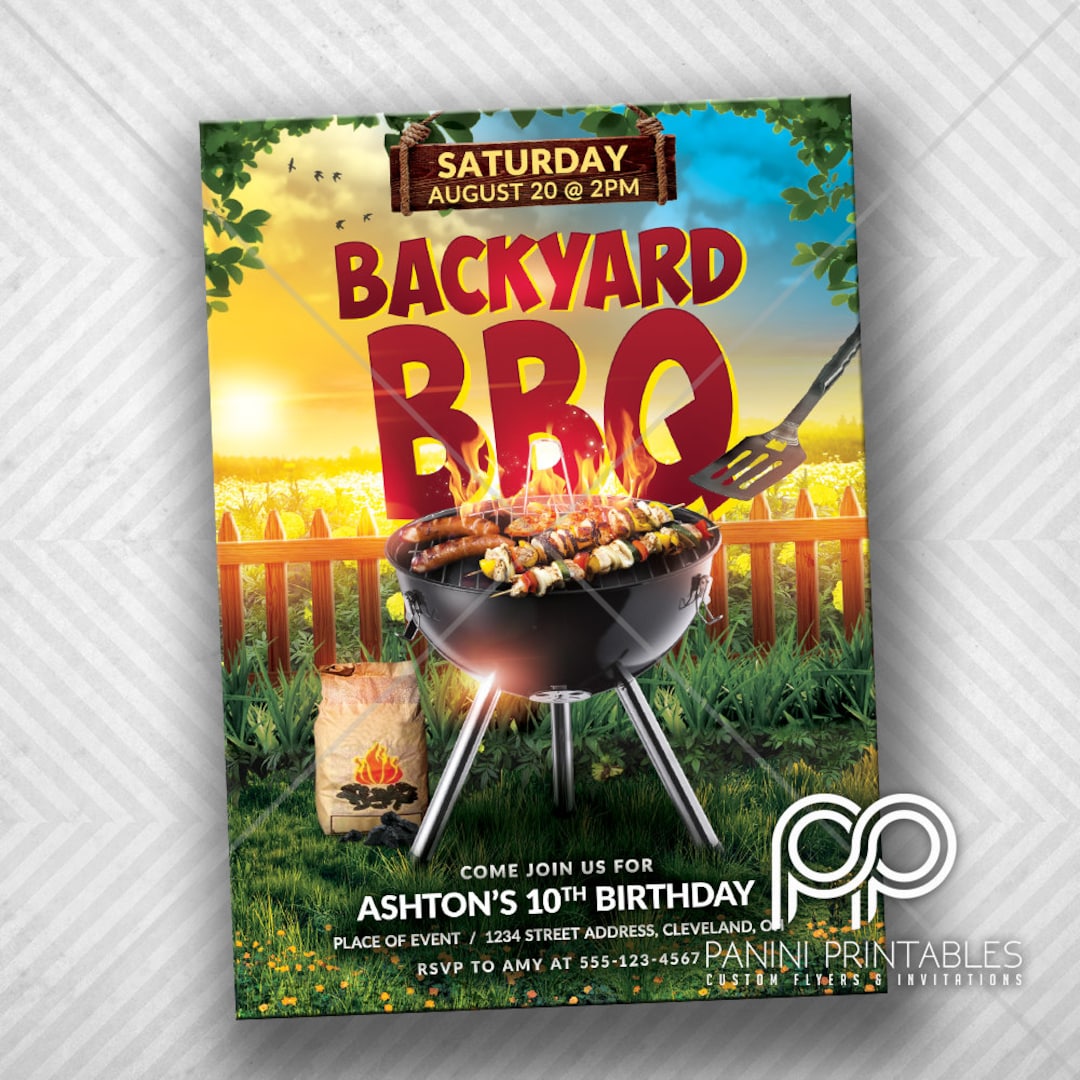 Backyard BBQ Invitation - BBQ Invitation - BBQ Party - Summer Party ...