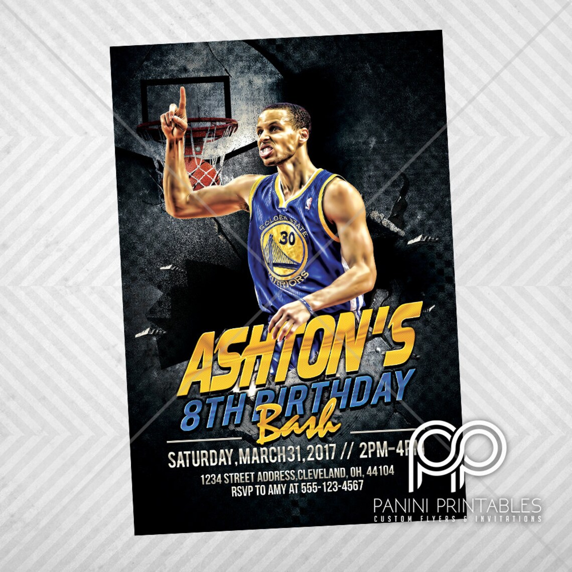 Steph Curry Invitation - Stephen Curry - Golden State Invite - Golden ...