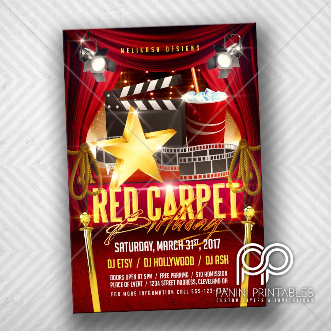 Hollywood Invitation - Hollywood Birthday Party - Red Carpet Invitation ...