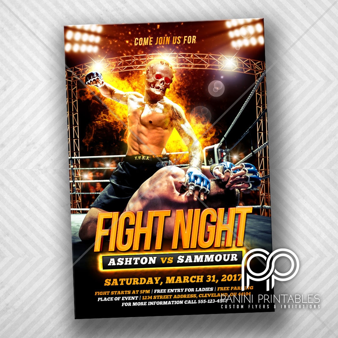 Fight Night Invitation - Boxing Invitation - Wrestling Invitation ...