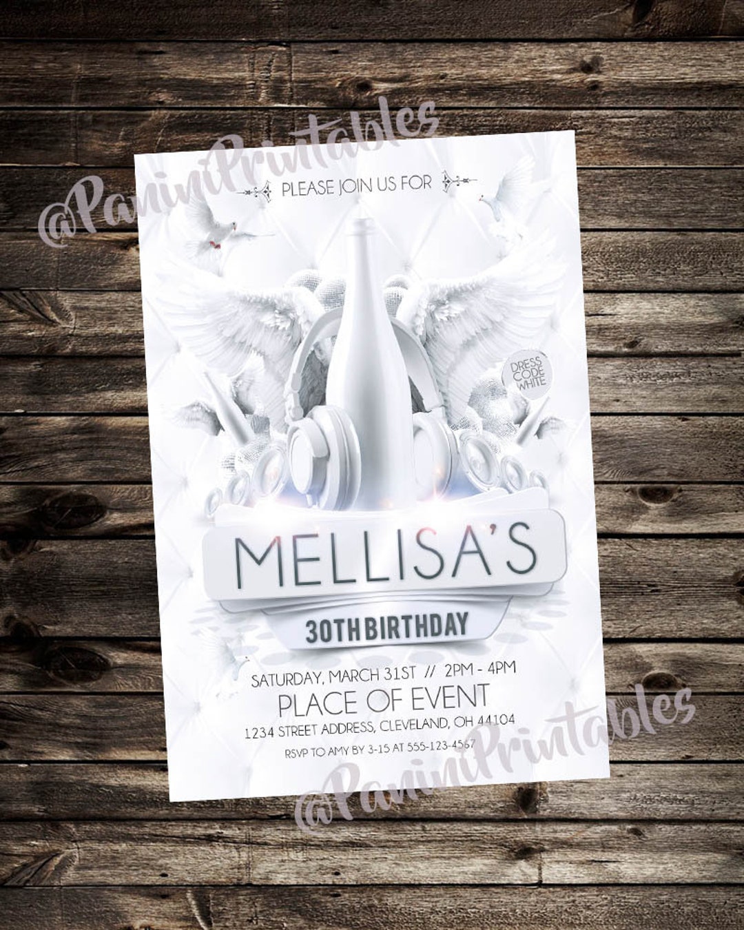 All White Party Invitation - All White Birthday Invitation - All White ...