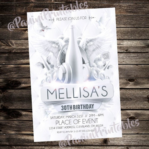 White Themed Party Invitation Template All White Affair - Etsy