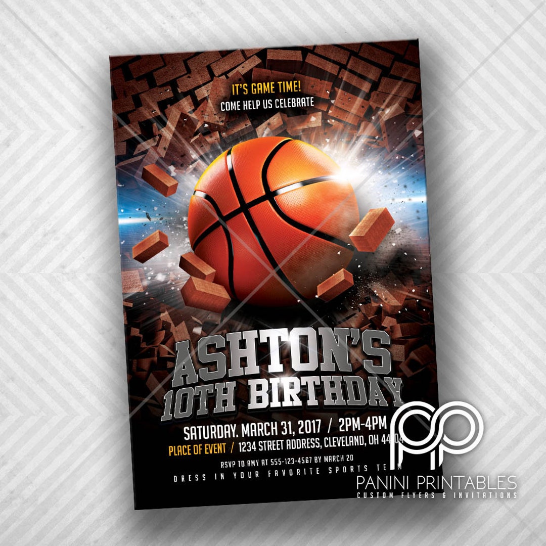 Basketball Birthday Invitation - Basketball Invitation - Basketball ...