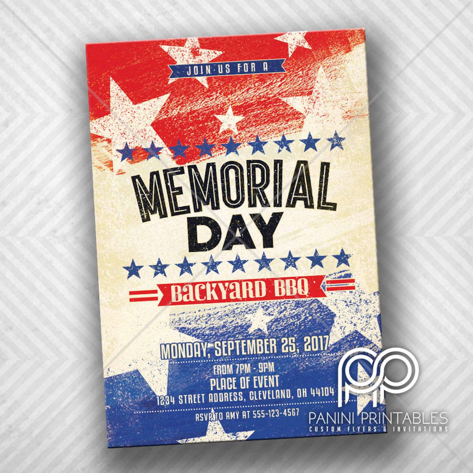 Memorial Day Invitation - Memorial Day Flyer - Red White and Blue - 4th ...