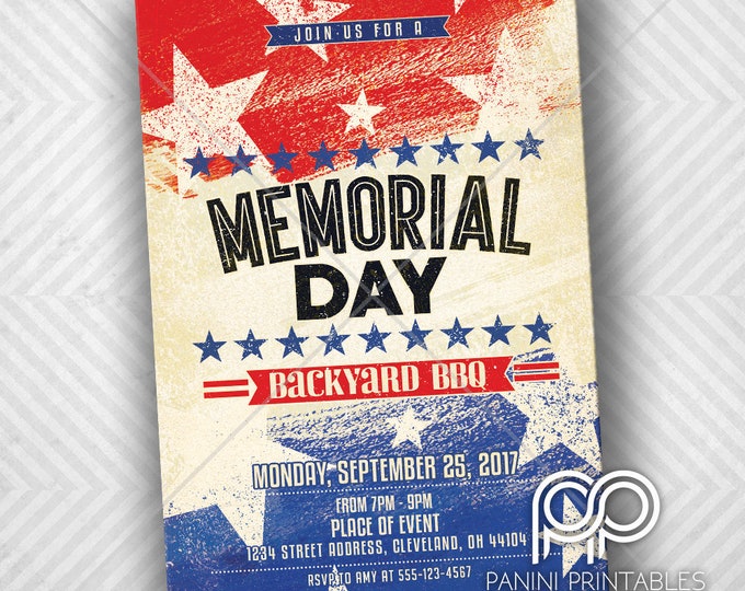 Memorial Day Invitation Memorial Day Flyer Red White and Blue 4th of ...