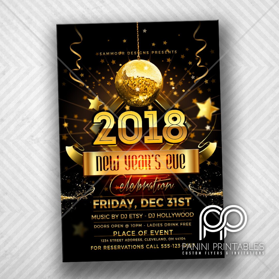 New Years Invitation - New Years Party - Gold New Years Invite - Ball ...