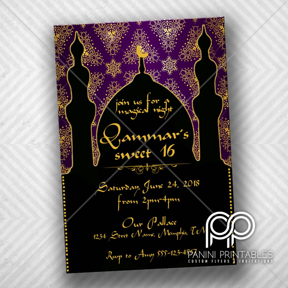 Arabian Nights Invitation Arabian Birthday Invitation | Etsy