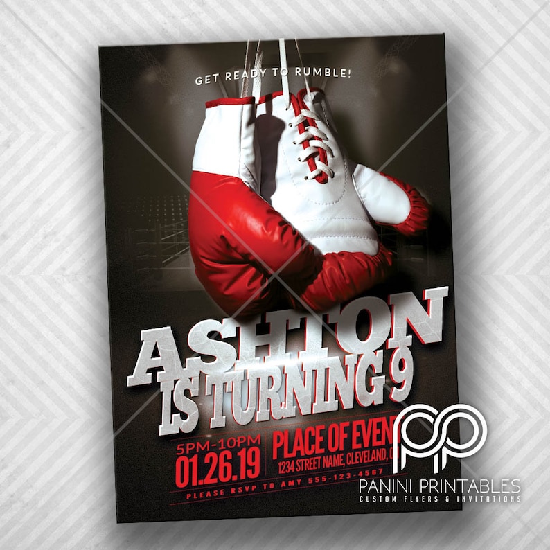 Boxing Invitation - Boxing Birthday Invitation - Boxing Party - Boxing ...