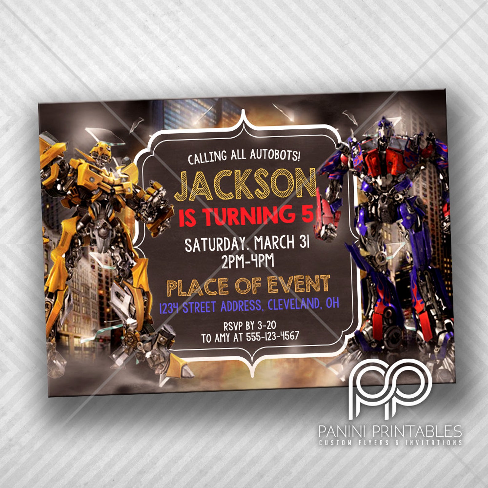 Transformers Invitation - Transformers Birthday Invitation - Bumblebee ...
