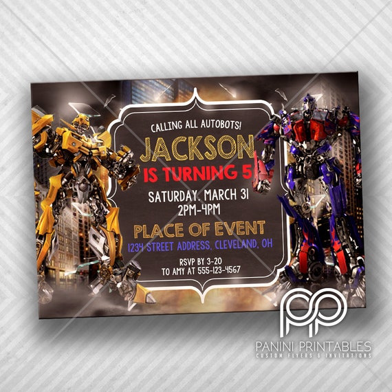 Transformers Invitation Transformers Birthday Invitation - Etsy