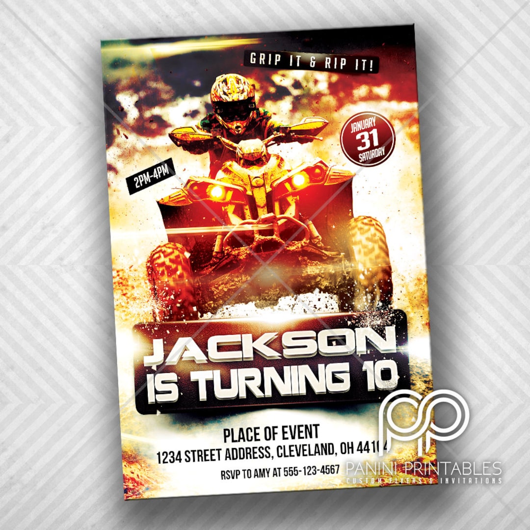 ATV Invitation - Four-wheeler Invitation - ATV Birthday Invitation ...
