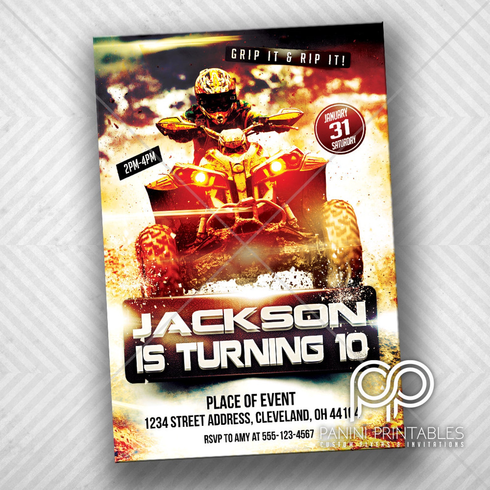 ATV Invitation - Four-wheeler Invitation - ATV Birthday Invitation ...