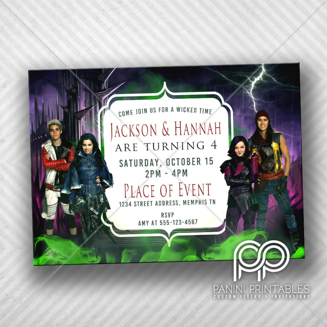 Descendants Birthday Invitation Disney Descendants Invitations ...