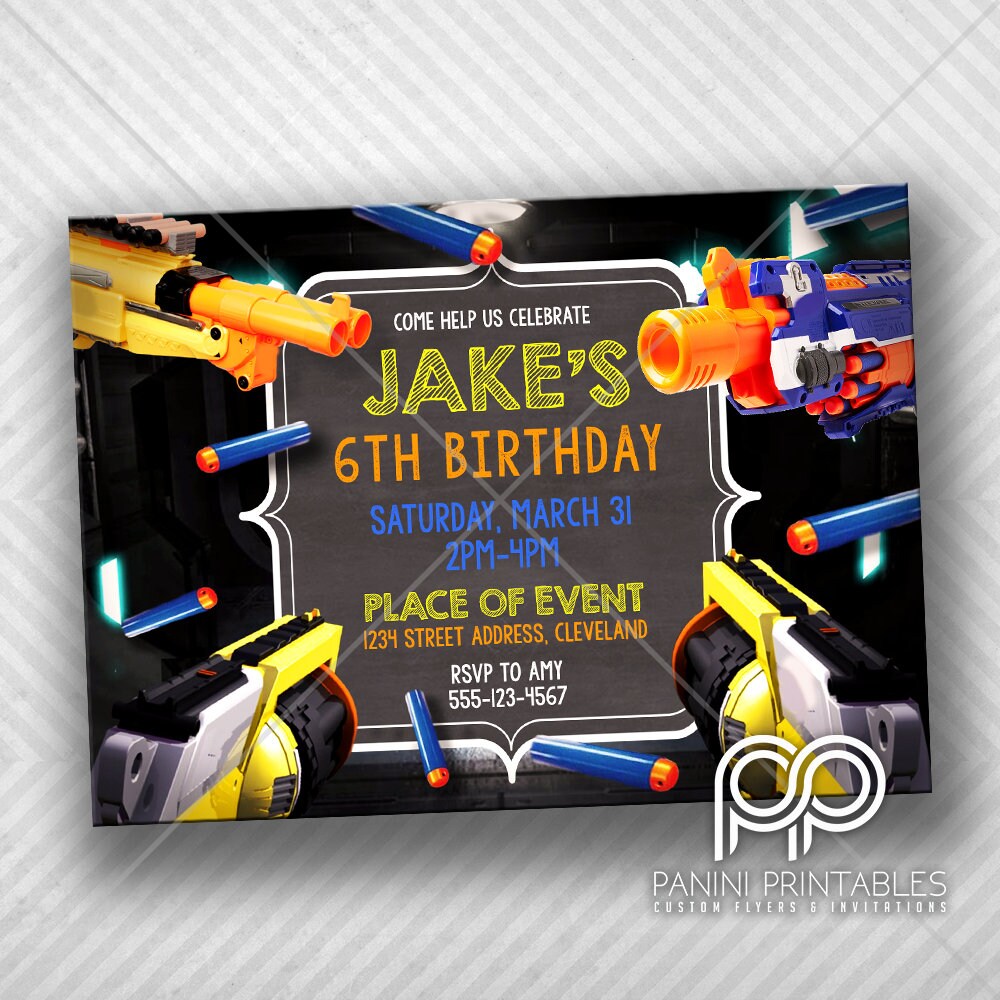 Guns Invitation Dart Blaster Birthday Invitation Toy Gun - Etsy