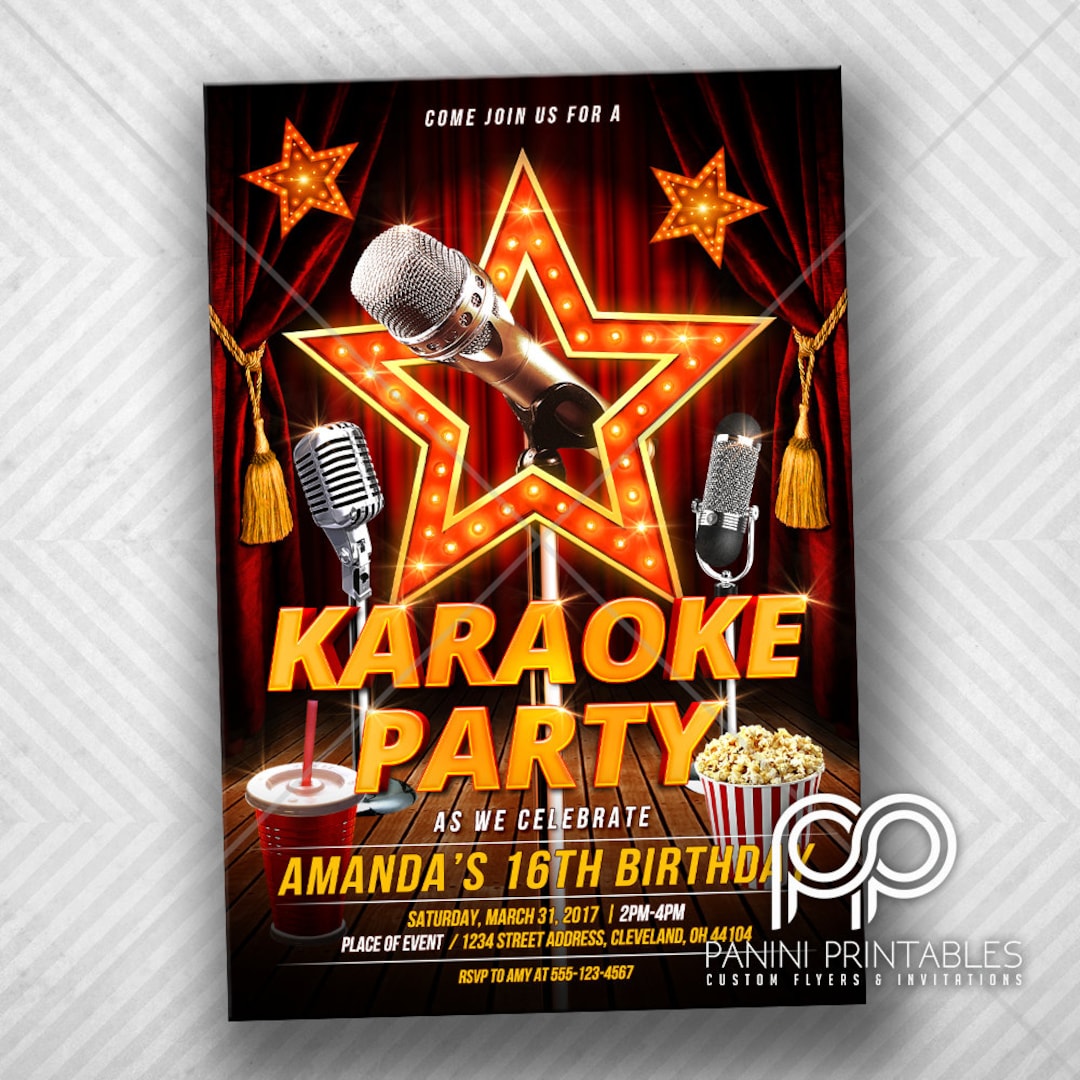 Karaoke Night - Karaoke Invitation - Karaoke Party - Karaoke Flyer ...