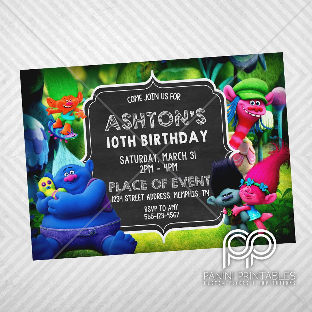 Trolls Birthday Invitation - Trolls - Trolls Invitation - Trolls ...